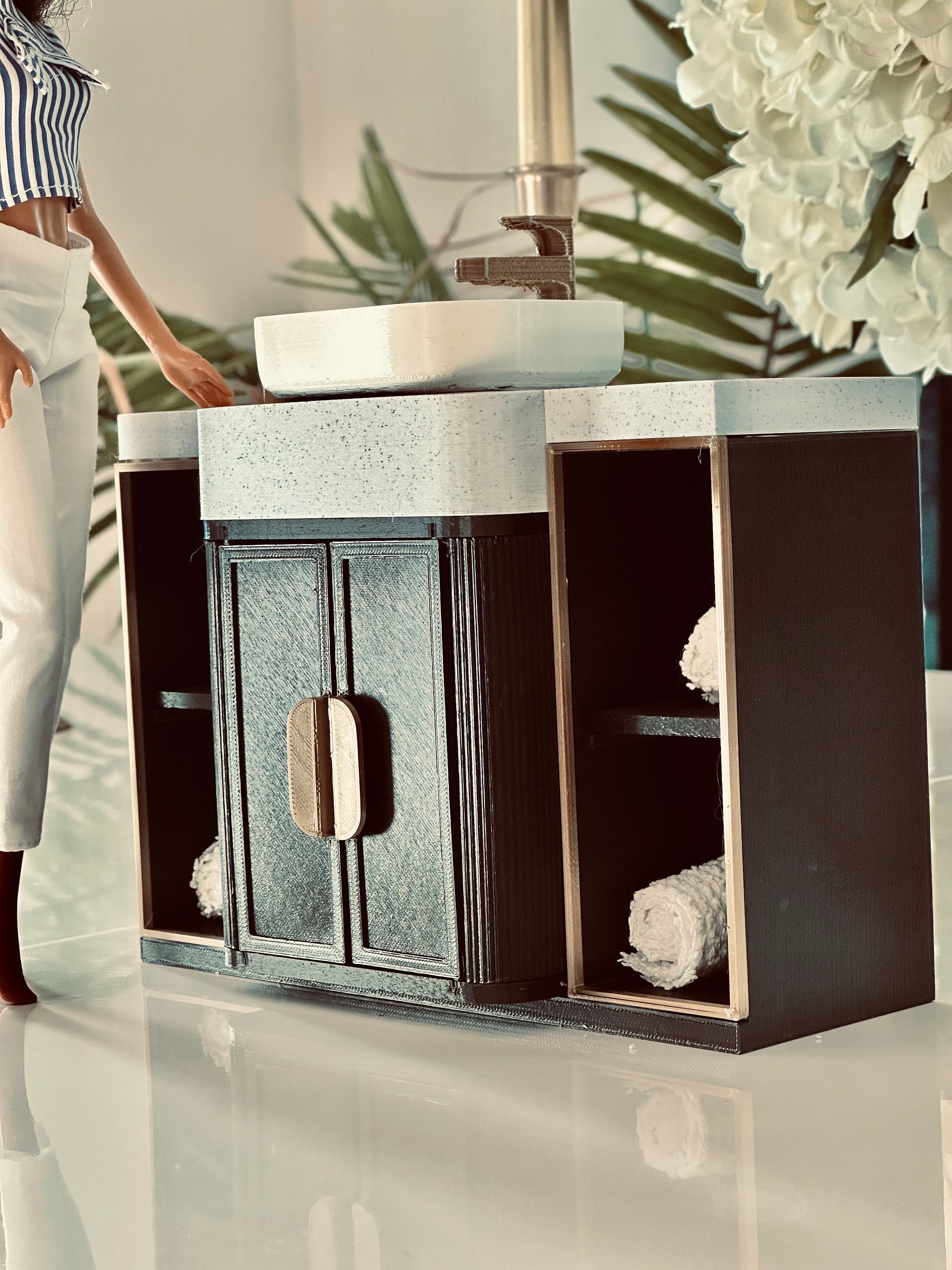 1:6 Scale Miniature Floating Bathroom Vanity Sink Cabinet. (in Stock ...