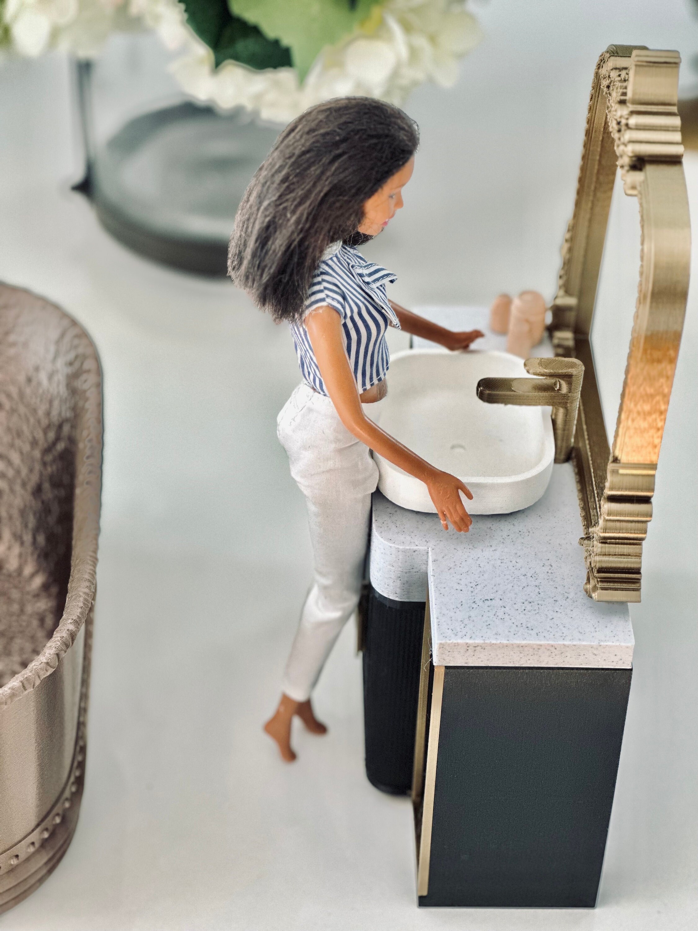 1:6 Scale Miniature Floating Bathroom Vanity Sink Cabinet. (in Stock ...