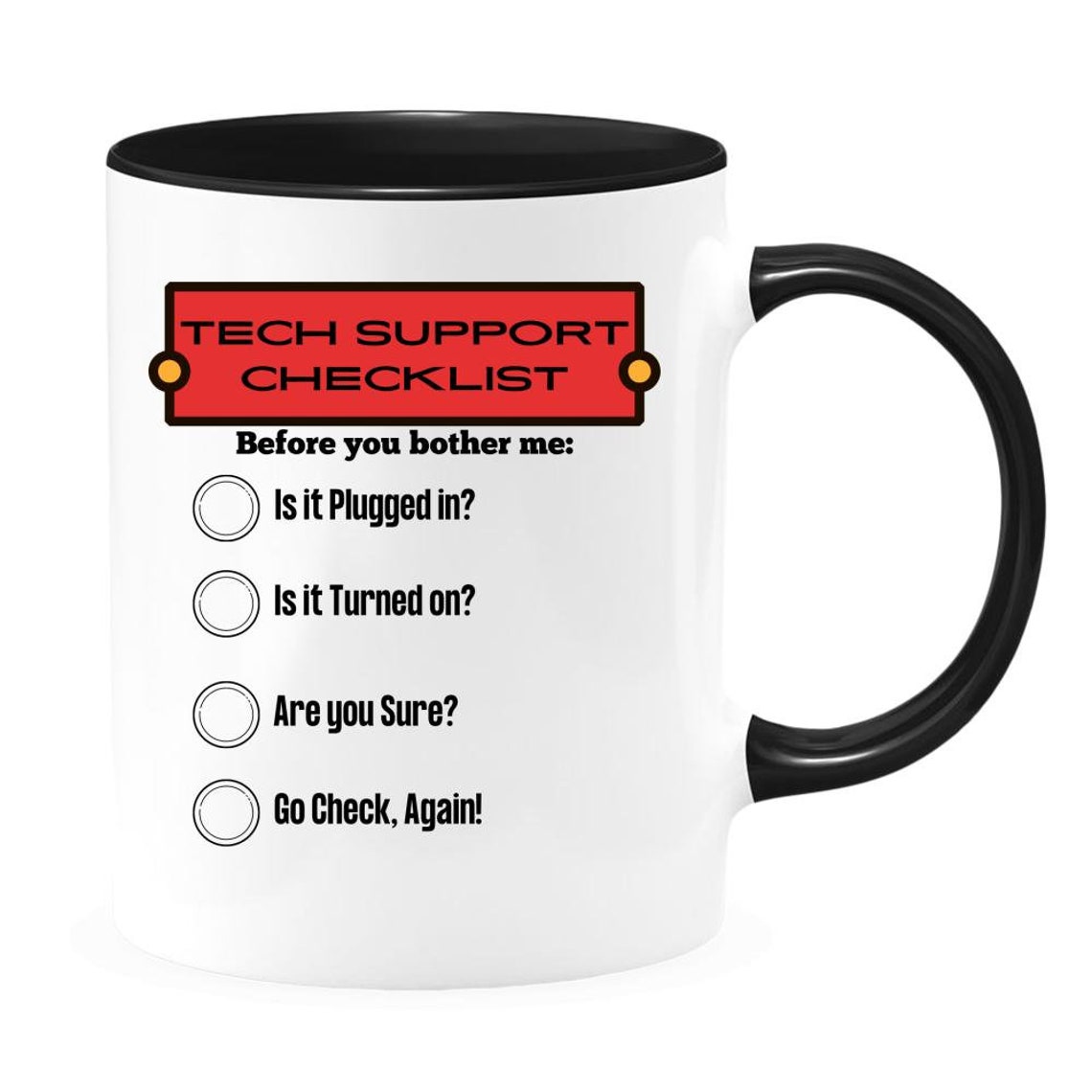 Tech Support Checklist Coffee Mug 11oz Beautiful Two-tone | Etsy