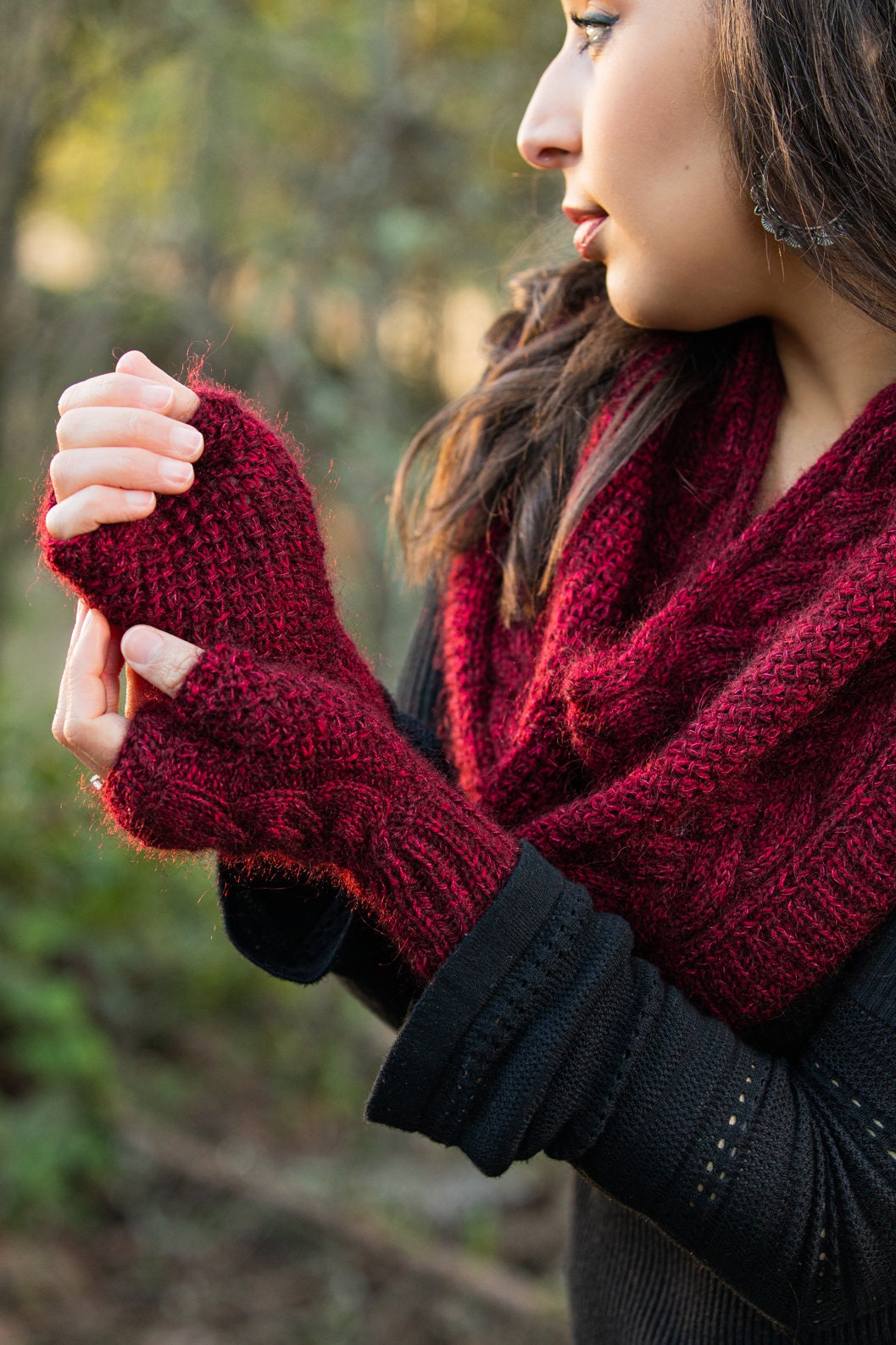 Knitting Pattern | INDIRA MITTS | Cable and Lace Fingerless Mitts Knit ...