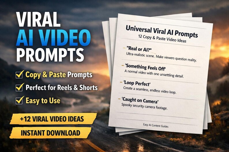 12 VIRAL AI Prompts for Reels/ Tik Tok - Etsy