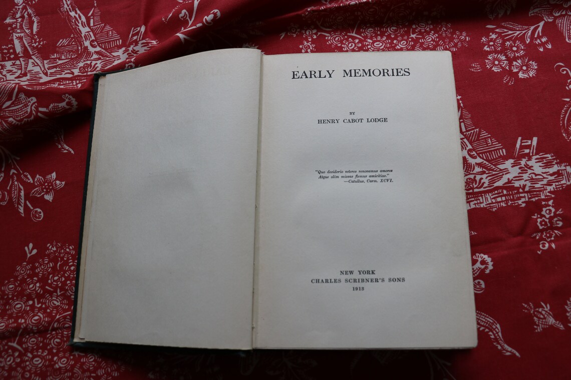 Early Memories by Henry Cabot Lodge 1913 - Etsy