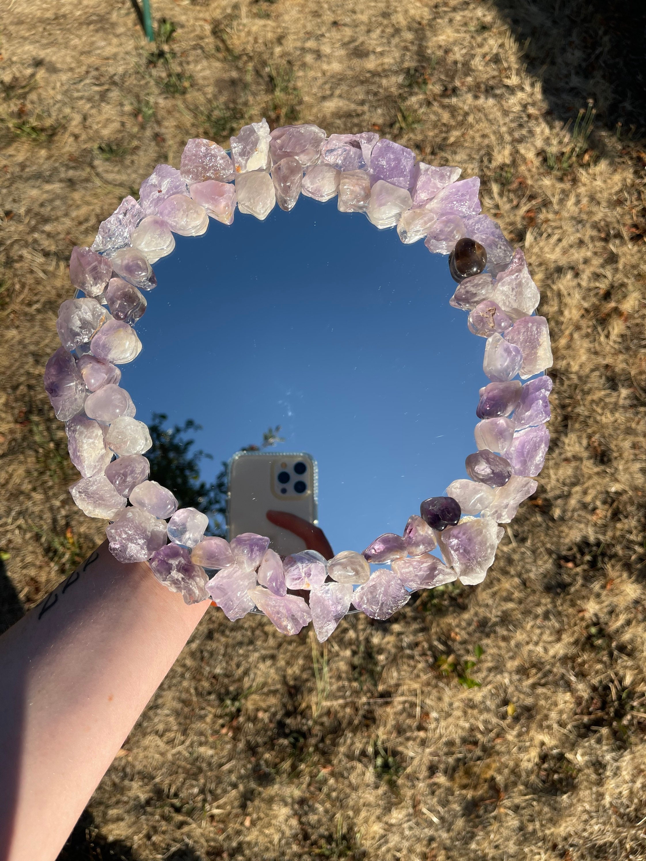 Upcycled Amethyst Crystal Mirror - Etsy