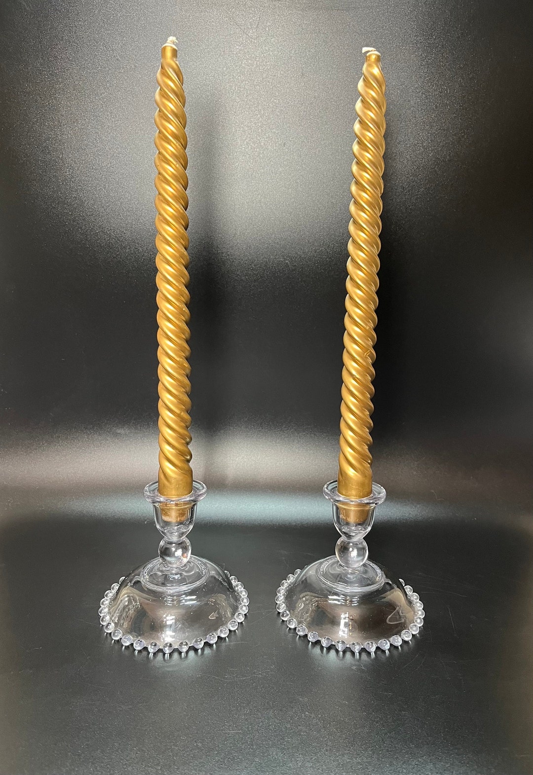Imperial Glass Candlewick Taper Candlestick Holders 2 Pc Set Art Deco ...