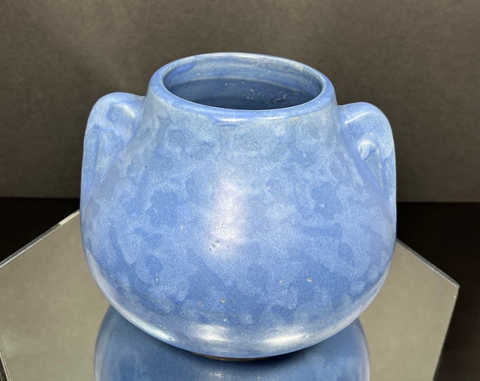 Brush Mccoy Pottery Ear Handled Blue Vellum Ceramic Vase Jardinière ...