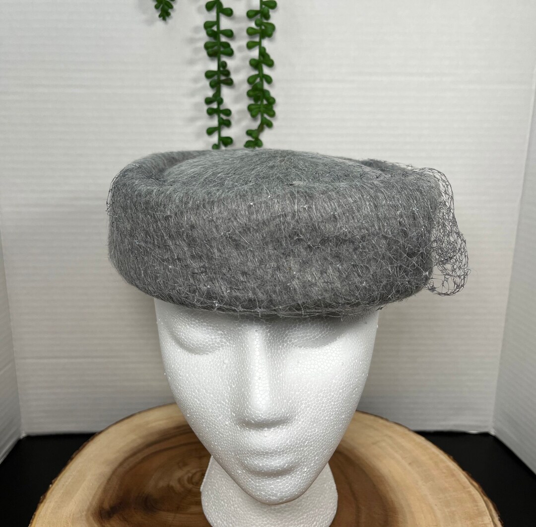 Vintage Gray Pillbox Hat W/ Netting 100% Wool Shagfelt, Terry Sales ...