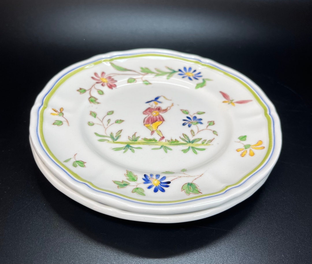 Longchamp Moustiers Faience Bread & Butter, Dessert Plates 6 3/8" W Two ...