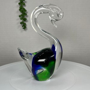 Formia Vetri Di Murano Glass Swan Italy Clear Green & Blue Original ...