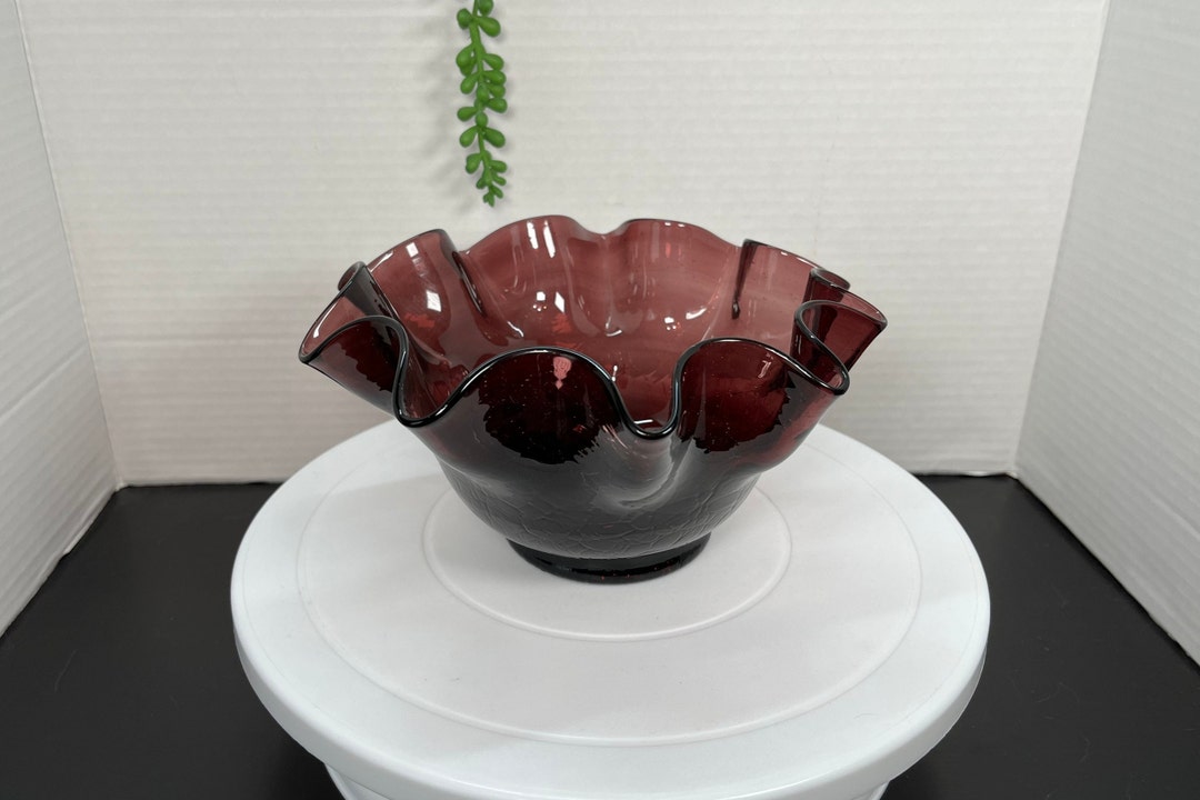 Indiana Handcraft Glass Bishoff Kingstown Art Glass Crackle Amethyst ...