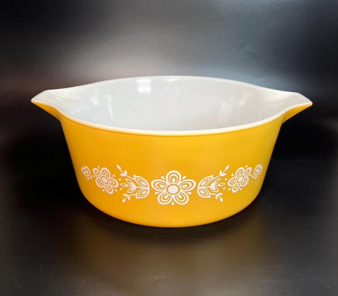 Pyrex Corning Glass Butterfly Gold Bowl 475-B Mixing Nesting Bowl 2.5 ...