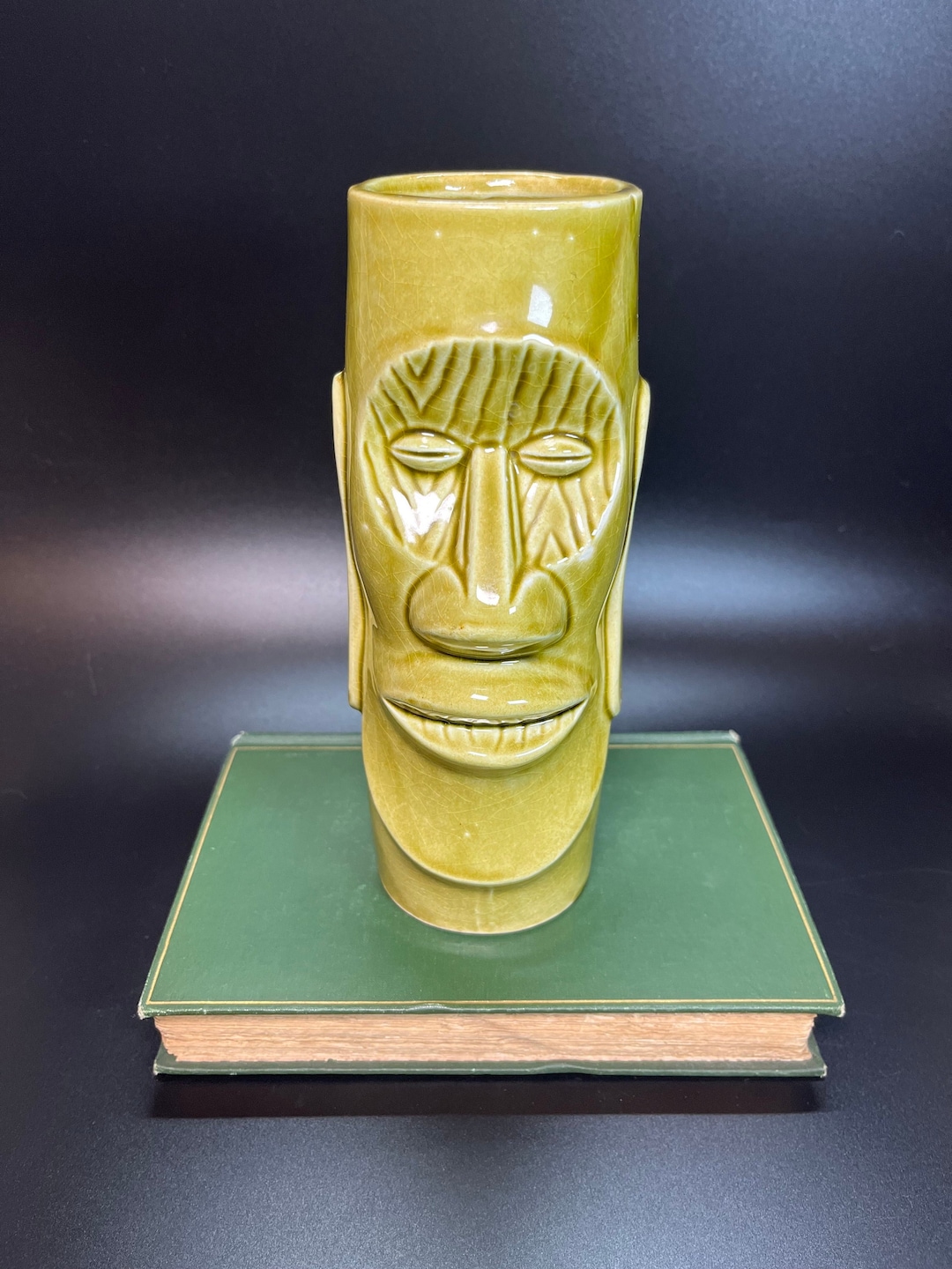 Green Glazed Ceramic Moai Head Mug Huki Lau Metairie, LA Vintage ...
