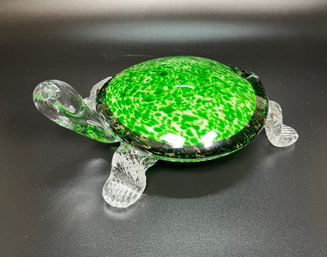 Blown Art Glass Speckled Green Gold Flake Turtle Tortoise Summerso ...