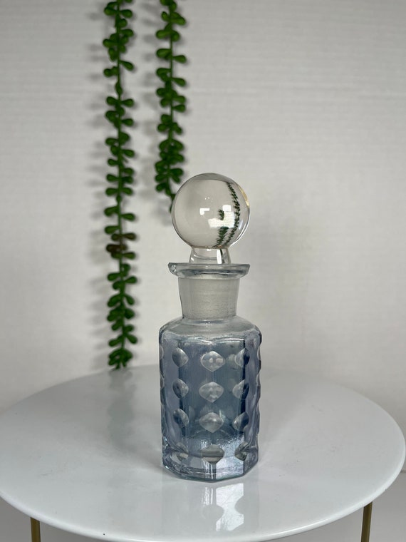 Blue Iridescent Cut Glass Cologne Perfume Apothecary … - Gem
