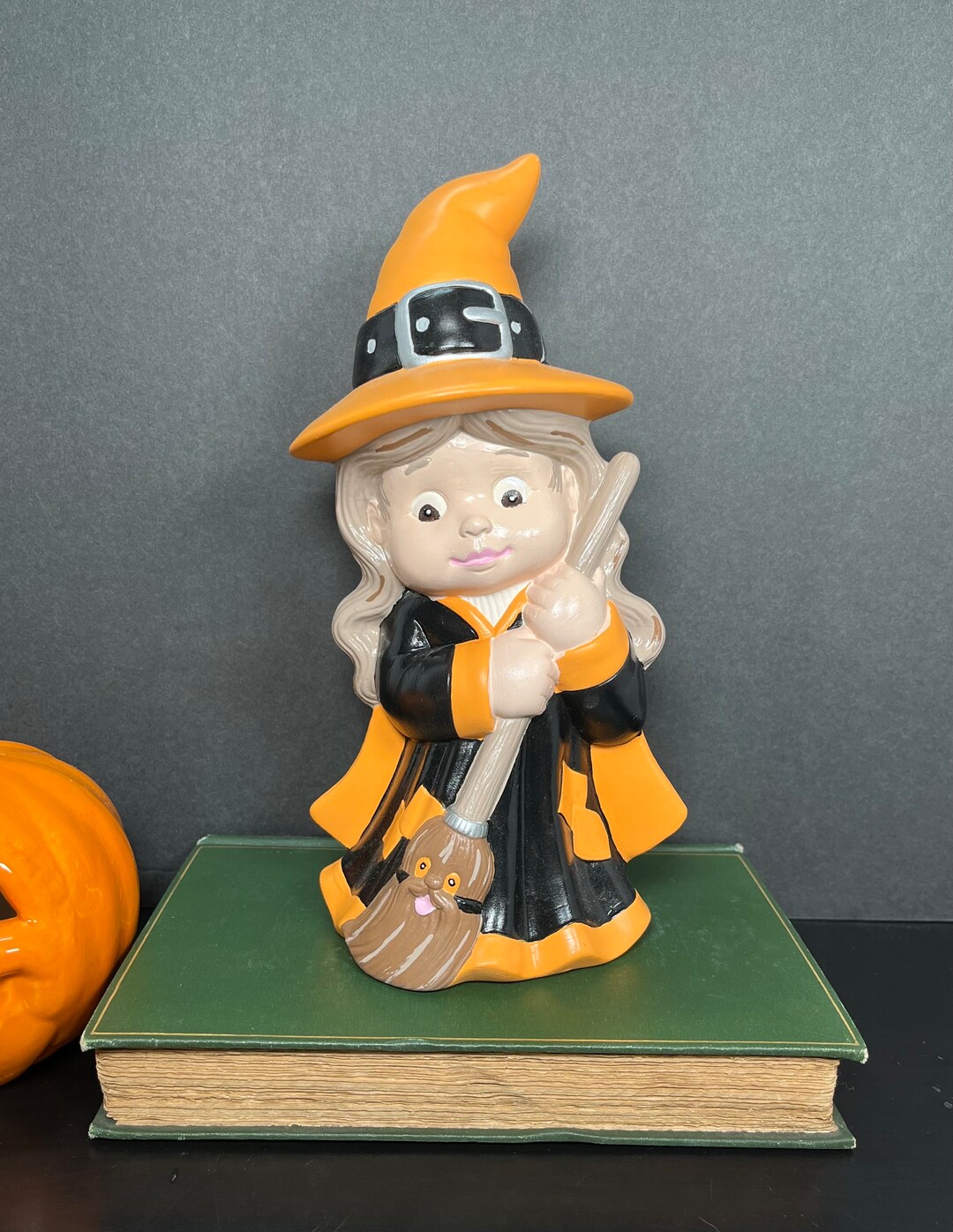 Dona's Sweet Tots Trick or Treat Ceramic Orange Black Witch Figurine ...