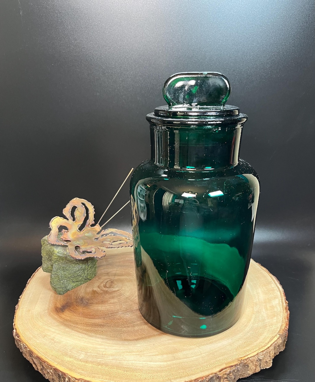 Large Italian Green Glass Apothecary Pharmacy Jar or Canister Read ...