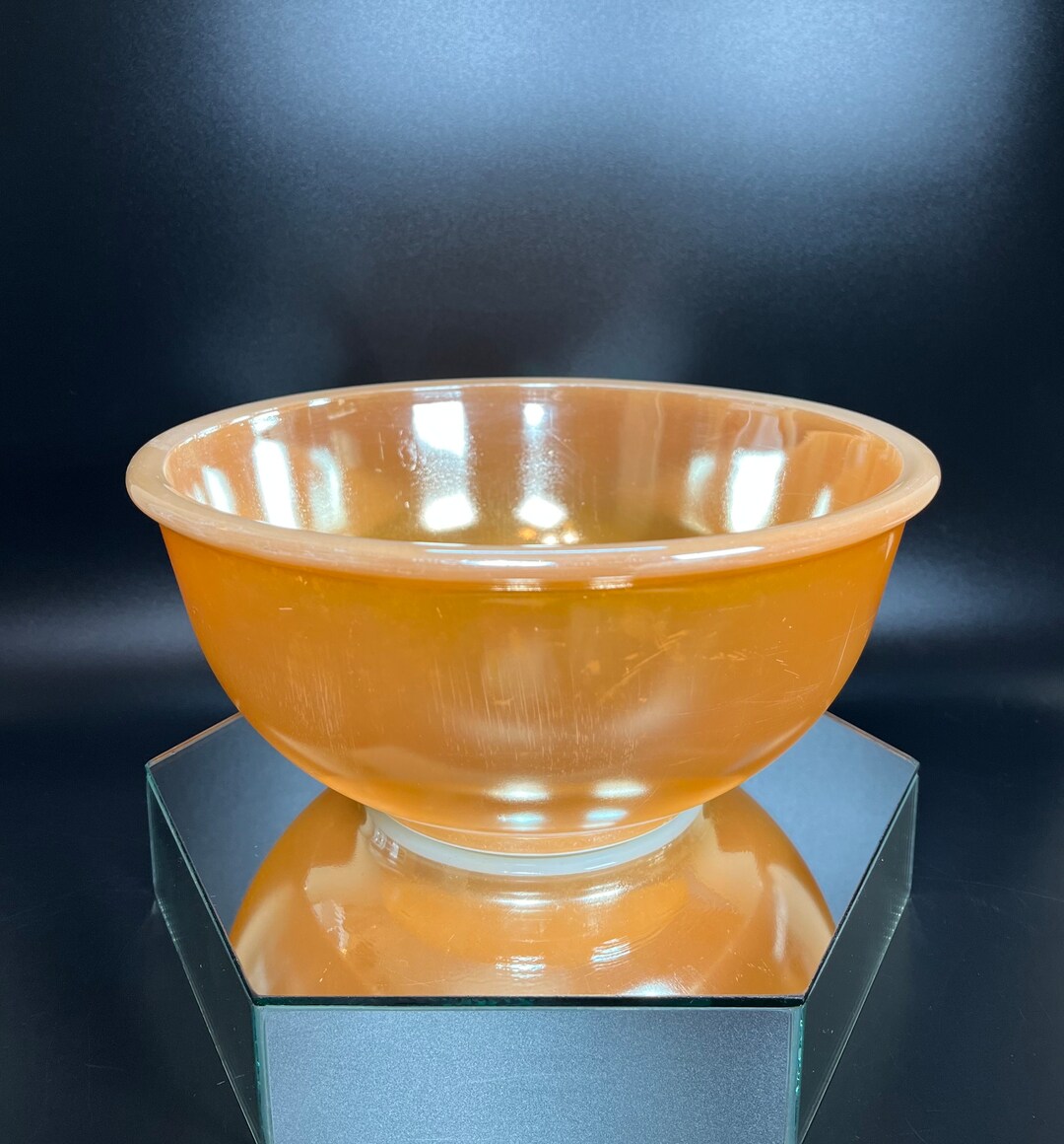 Crisa Termocrisa Peach Luster Glass Mixing Bowl Made in Mexico Large ...