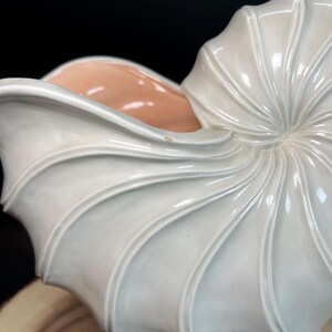 Ceramic Nautilus Conch Shell Vase or Planter Clam Shell Footed Base ...