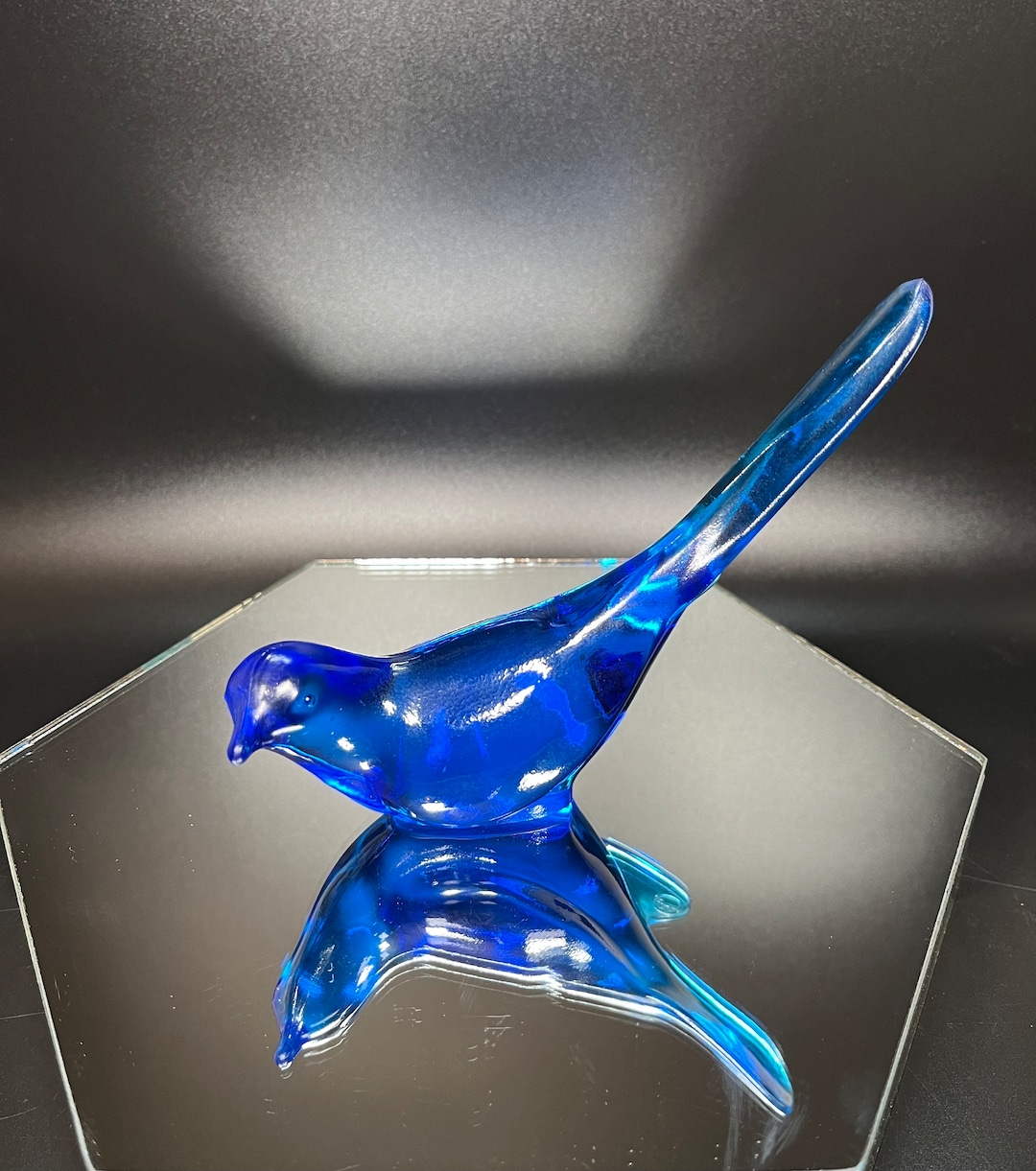 Fenton Glass Long Tailed Cobalt Blue Bird Figurine Fenton Stamped ...