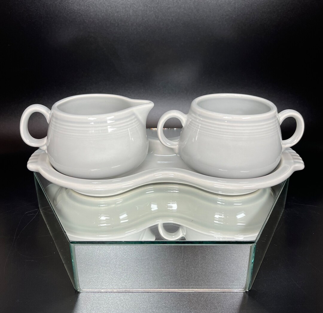 Vintage Fiestaware Pearl Gray Sugar Creamer Set With Tray - Etsy