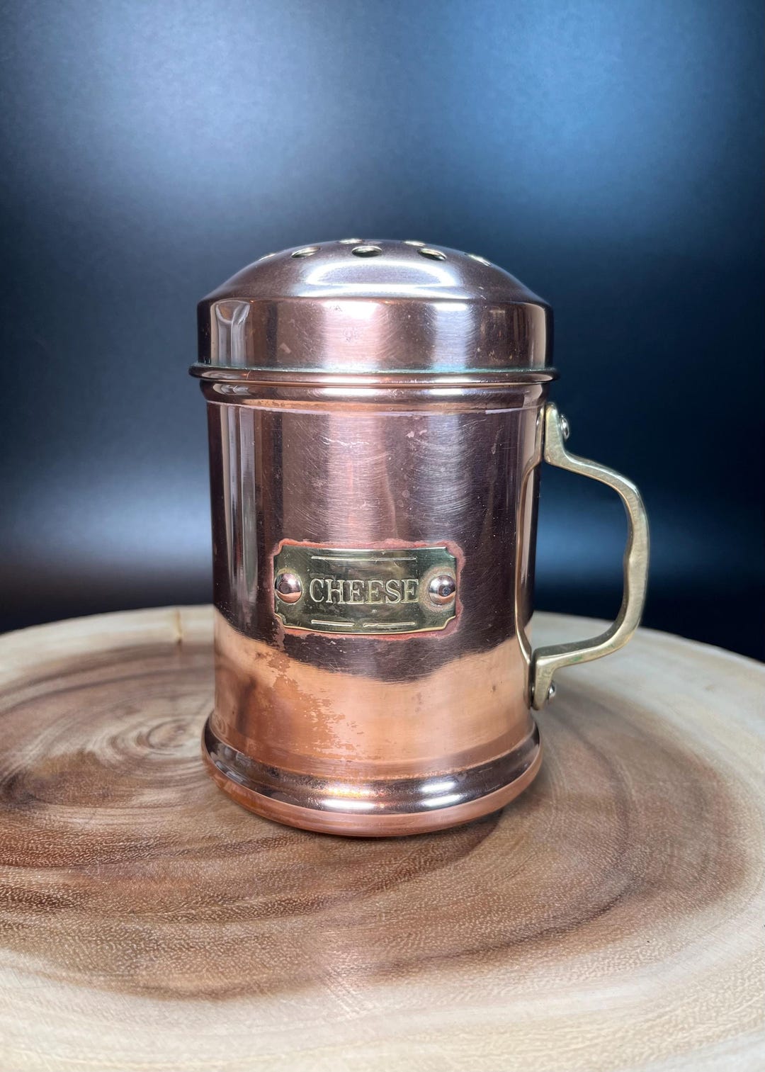 Solid Copper Cheese Shaker With Applied Brass Handle & Plaque Made in ...