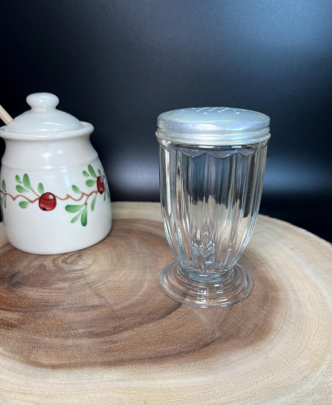 Jeanette Glass Jennyware Clear Glass Shaker Silver Tin or Aluminum Top ...