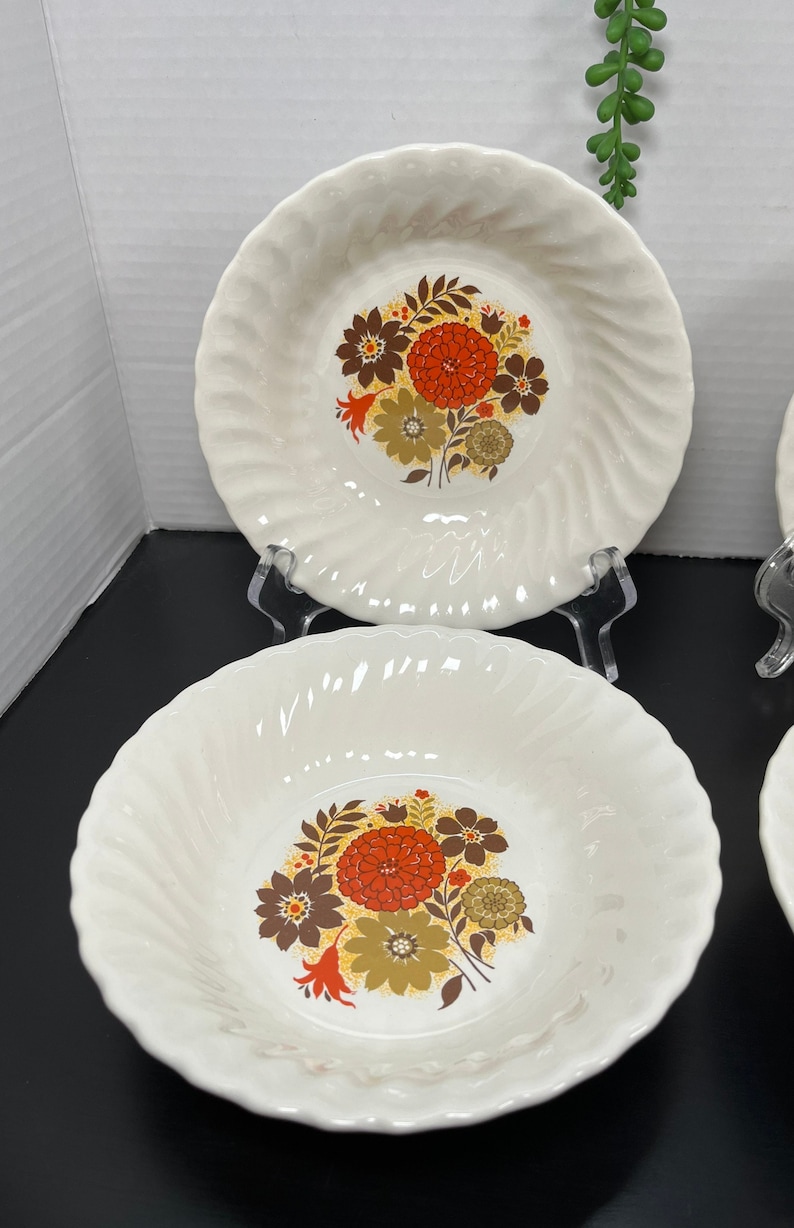 Scio Pottery Comp. Ironstone Dinnerware Tempo White Swirl 4 Pc - Etsy