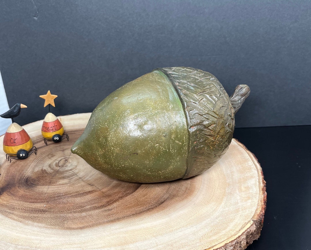 Cast Metal Acorn Figurine Textured Handcrafted and Painted Artist ...