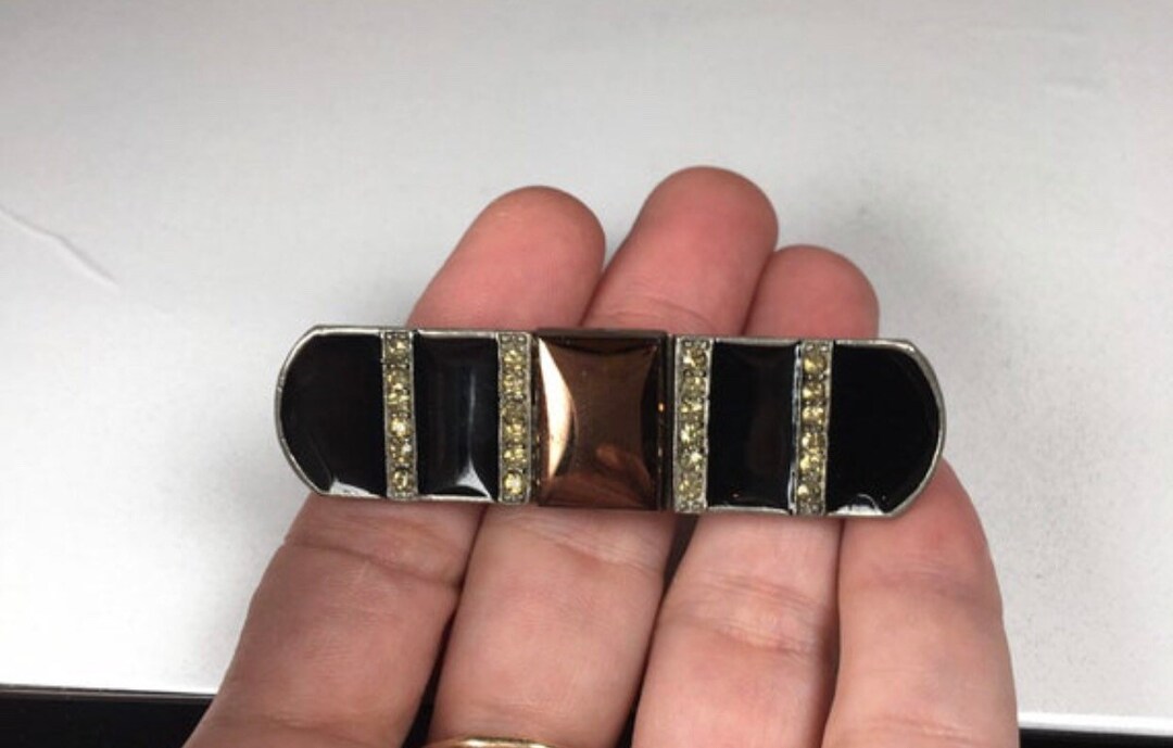 Vintage Tancer II Enameled Brooch Brown & Black Enamel W/ - Etsy