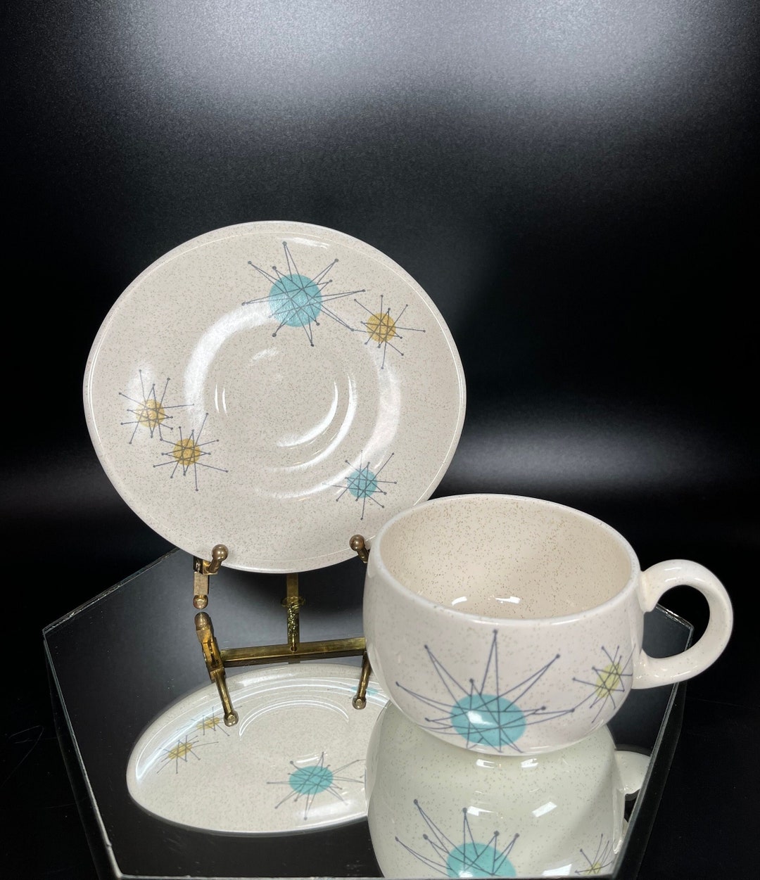 Franciscan Starburst Flat Tea Cup & Saucer Set Vintage 1950's ...