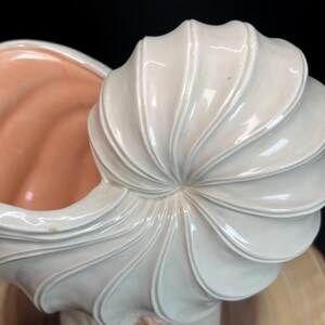 Ceramic Nautilus Conch Shell Vase or Planter Clam Shell Footed Base ...