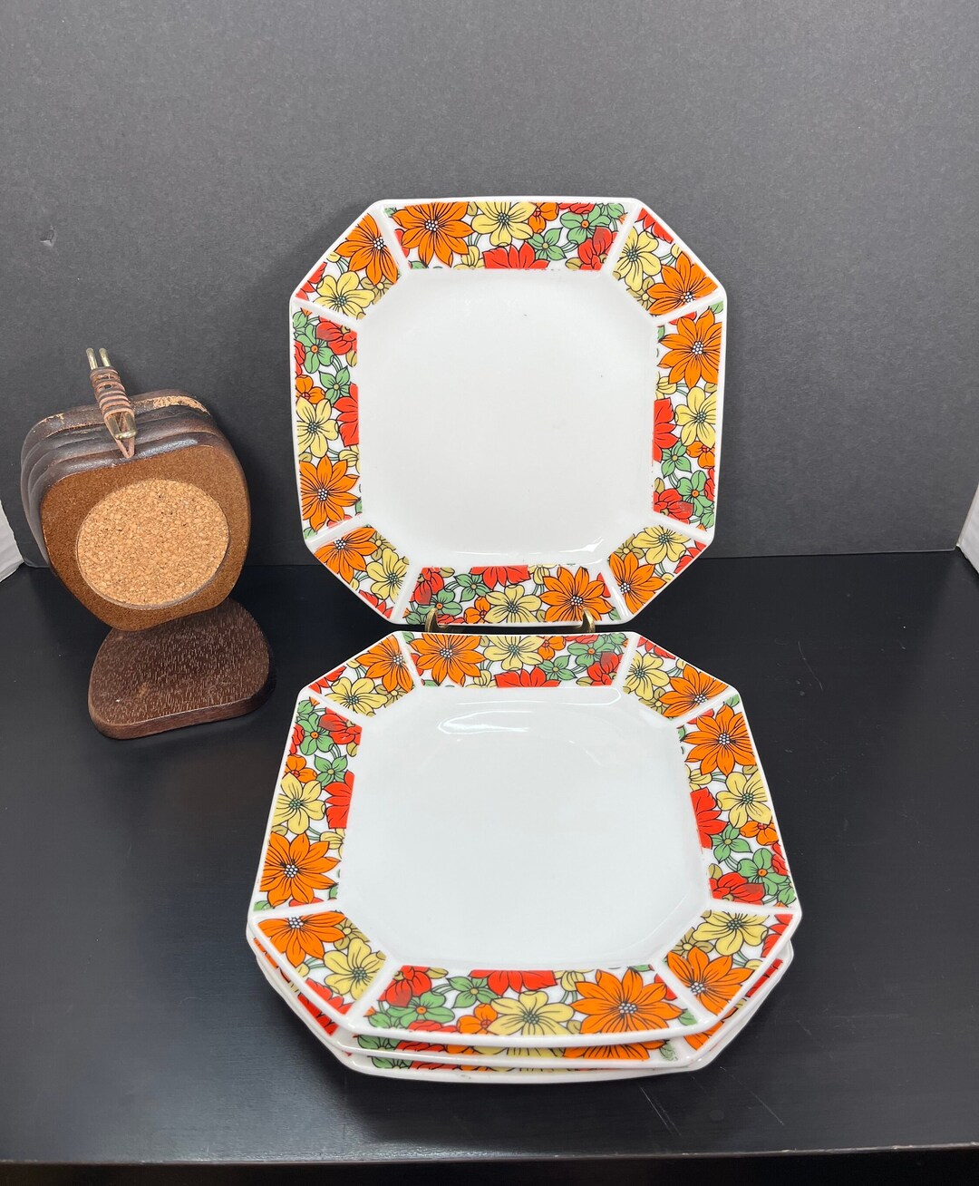 1960s Royal Sealy Japan Luncheon Tea Plates Geometric Shape - Etsy