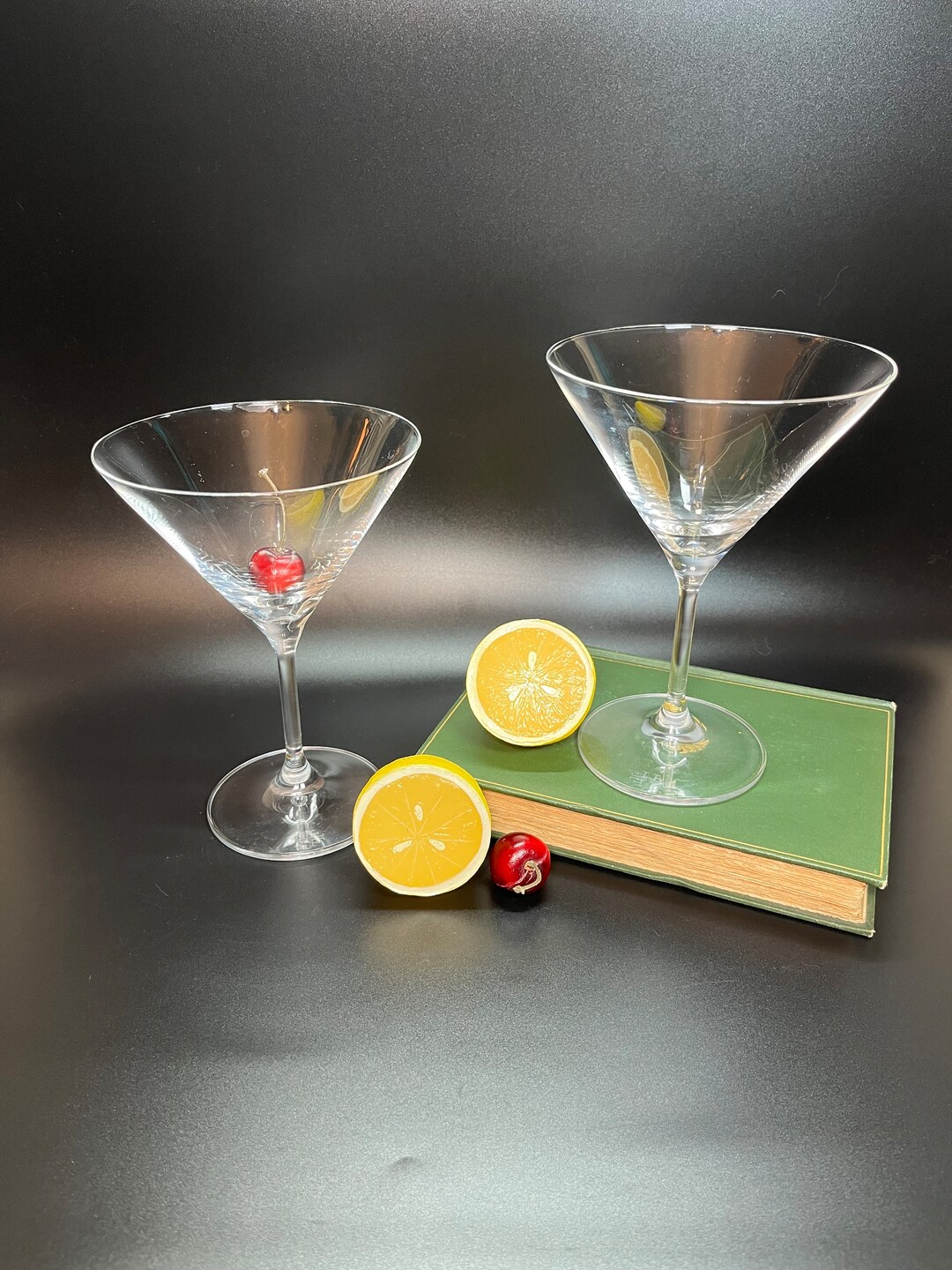 Vintage Fitz & Floyd Crystal Martini Glasses: Etched Logo Barware Set ...