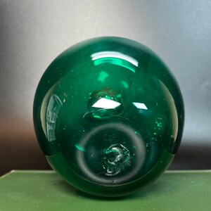 Blenko Glass Dark Green Apple Figurine Clear Stem Smooth Pontil Vintage ...