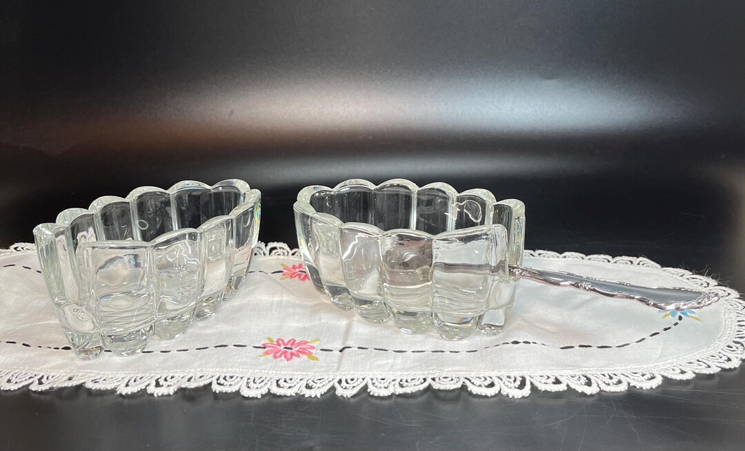 Vintage Princess House Crystal Cutlery Holders: Scalloped Glass, MCM ...