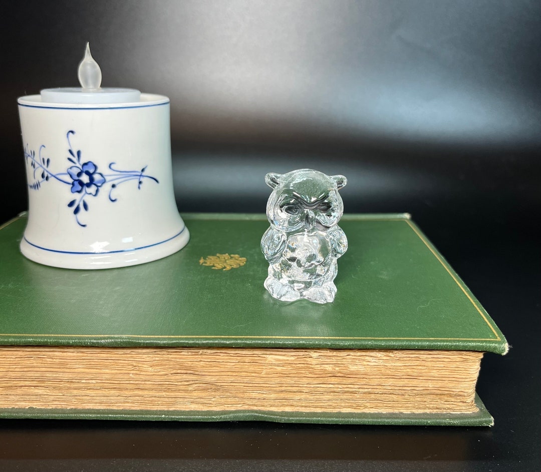Miniature Goebel West Germany Clear Crystal Glass Owl Figurine Etched ...