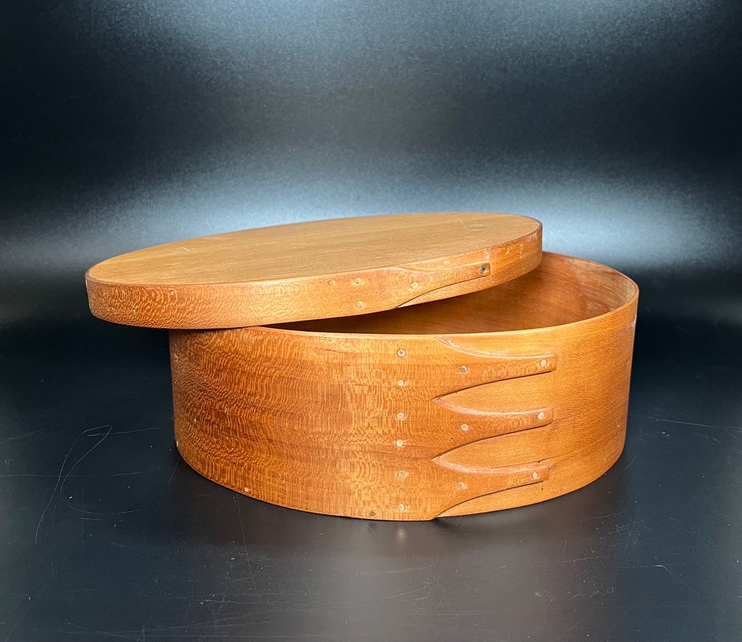 Oval Cherry Wood Shaker Box Size 4 Copper Nails Handcrafted Artist ...
