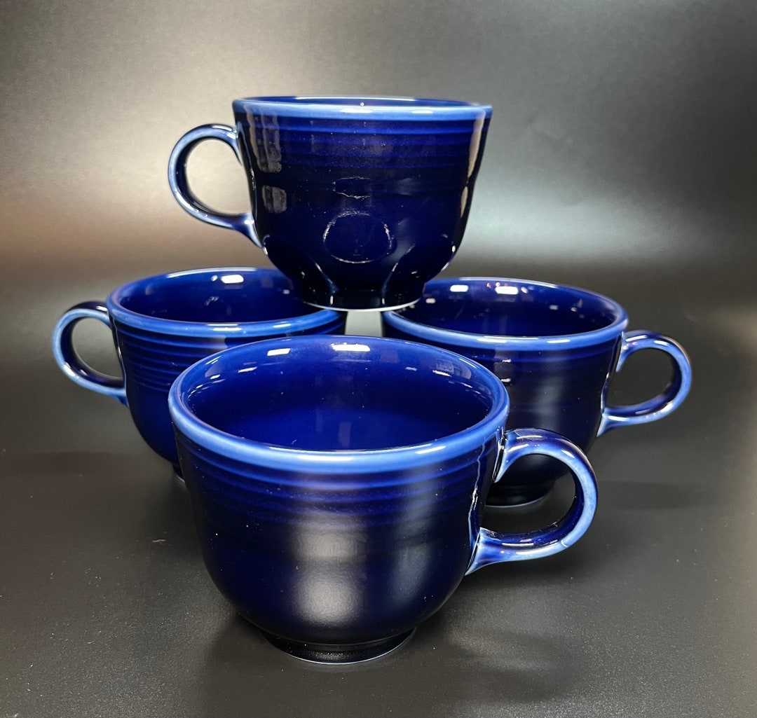 Homer Laughlin Fiestaware Cobalt Blue Coffee Cups Teacups 4 Pc Set ...