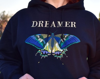 Butterfly Embroidered Hoodie - Etsy