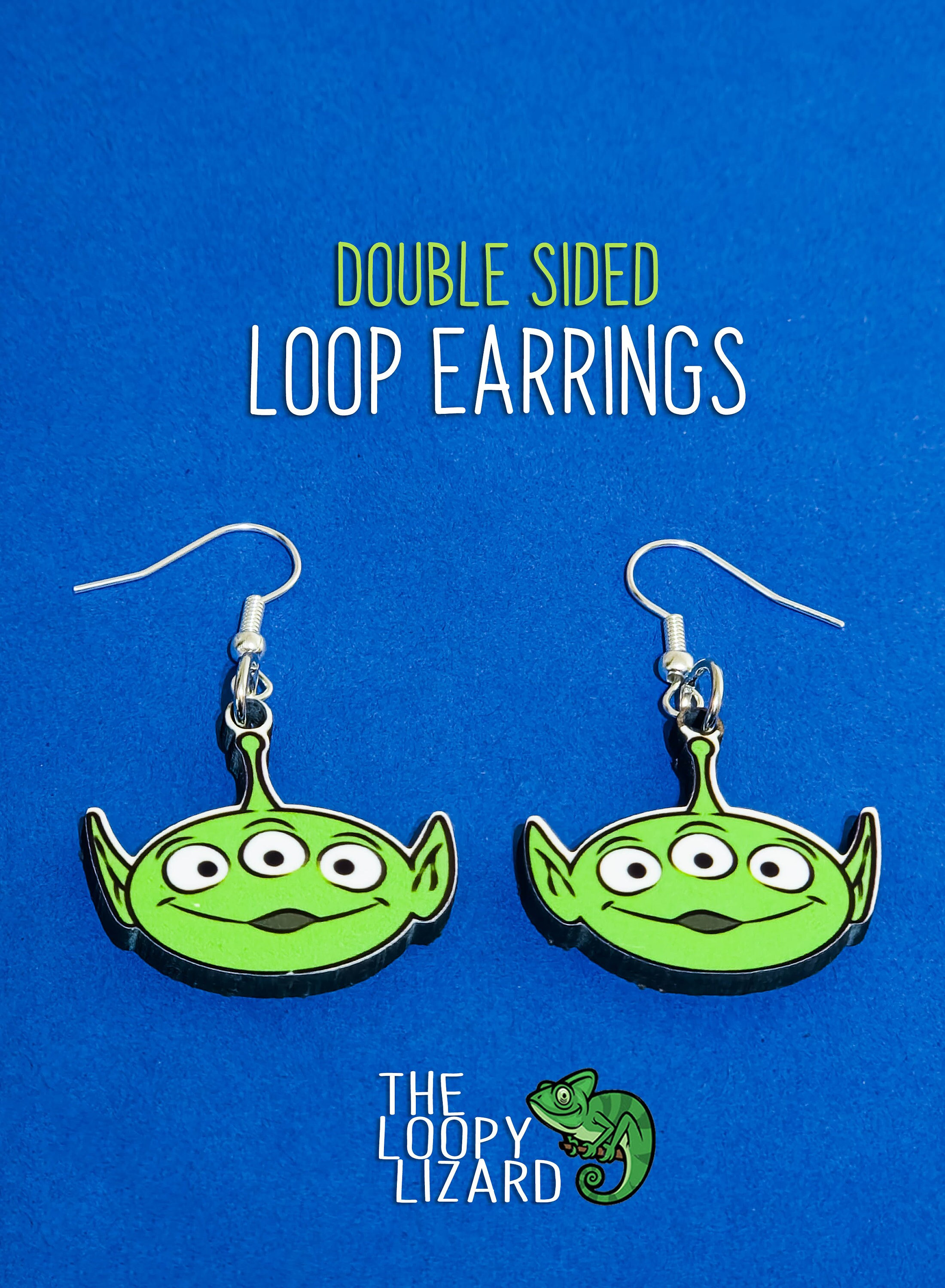 Green Alien Stud / Loop Earrings Cartoon Earrings Sci-fi Earrings the ...