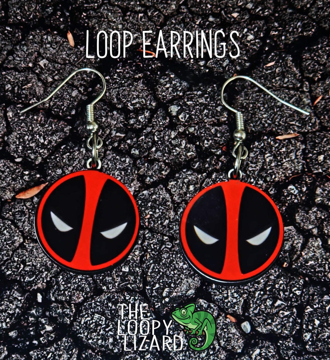 Deadpool Stud / Dangle Earrings - Comic Book Earrings - Witty Earrings - Super Hero Earrings ...