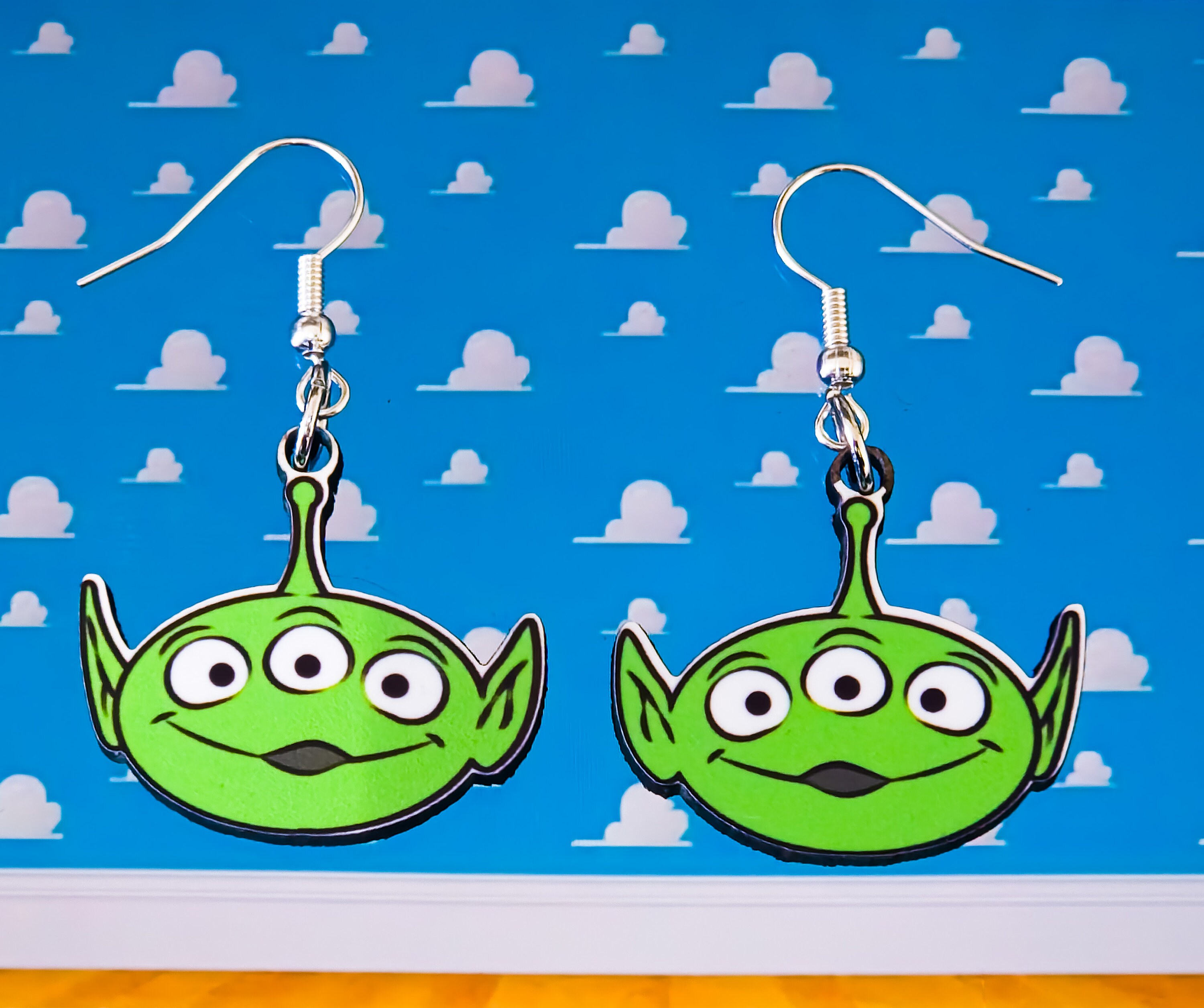 Green Alien Stud / Loop Earrings Cartoon Earrings Sci-fi Earrings the ...