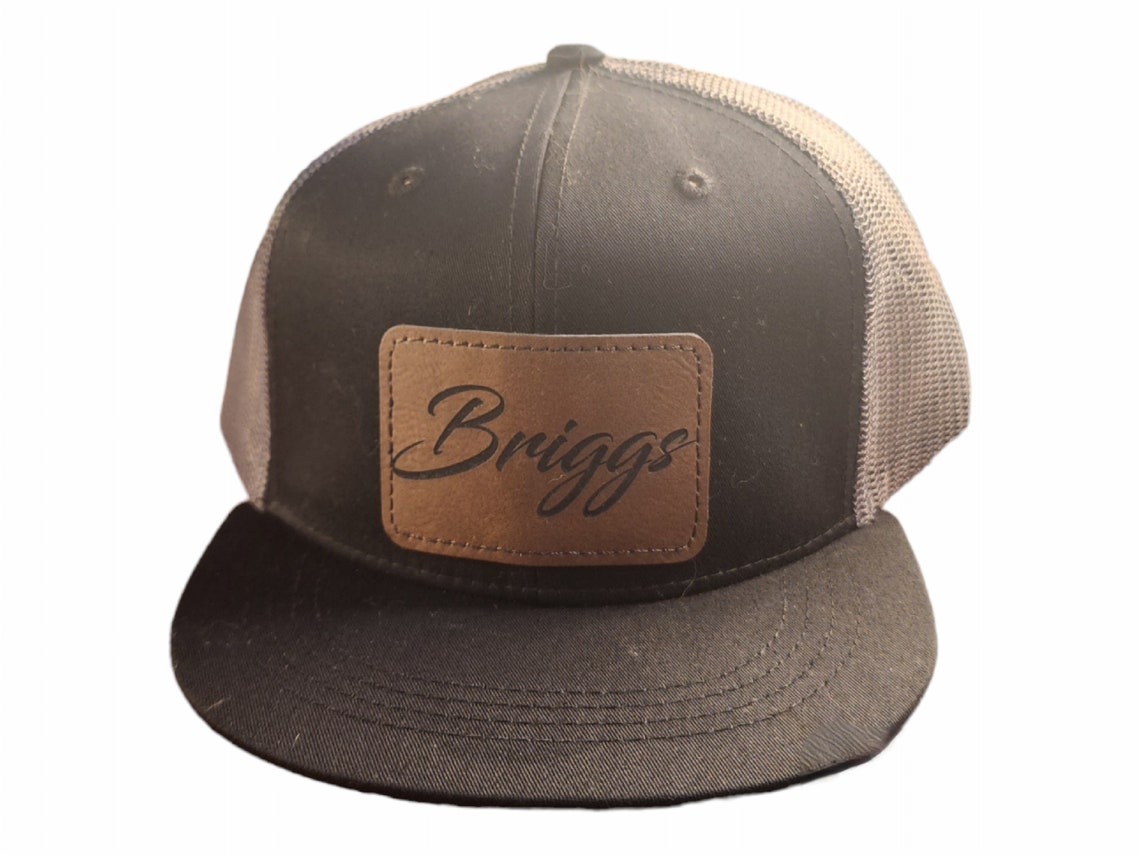 Youth Leather Patch Flat Bill Hat - Kids Gift, Kids Name Hat, Youth ...