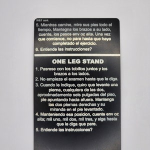 Spanish SFST/HGN Card - Field Sobriety, Law Enforcement, Cops, Police ...