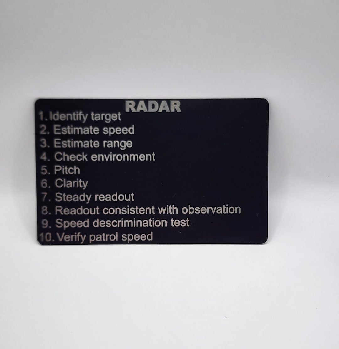 RADAR/LIDAR Speed Tracking History Card - Radar, Lidar, Law Enforcement ...