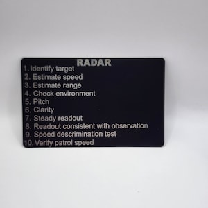 RADAR/LIDAR Speed Tracking History Card - Radar, Lidar, Law Enforcement ...