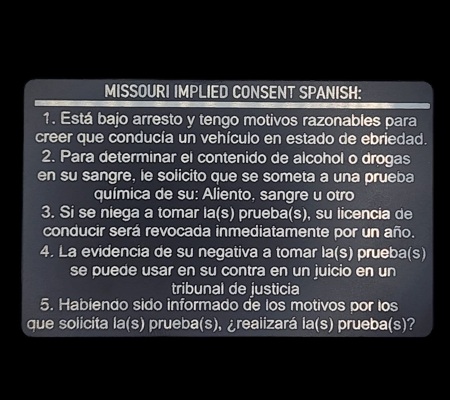 Missouri Implied Consent English/spanish - Missouri, Cops, Trooper, Dwi ...