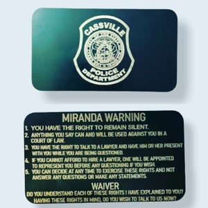 Spanish Miranda Warning Card - Law Enforcement, Metal, Miranda Card ...