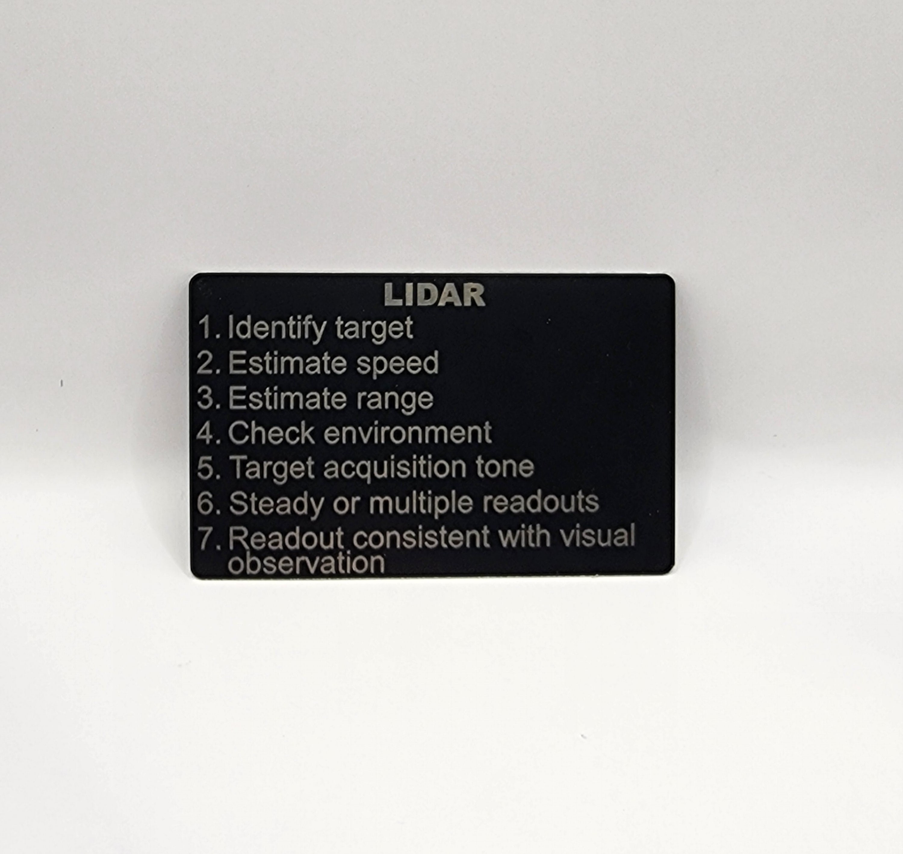 RADAR/LIDAR Speed Tracking History Card - Radar, Lidar, Law Enforcement ...