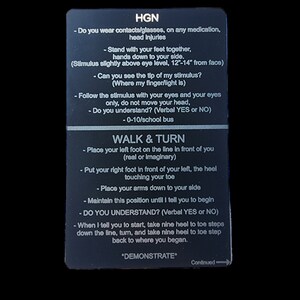 Metal SFST/HGN Card - Field Sobriety, Law Enforcement, Cops, Police ...