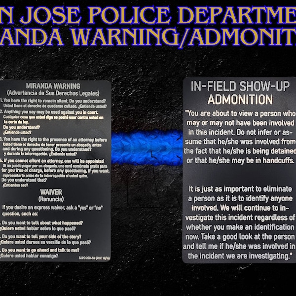 Miranda Warning Card - Etsy